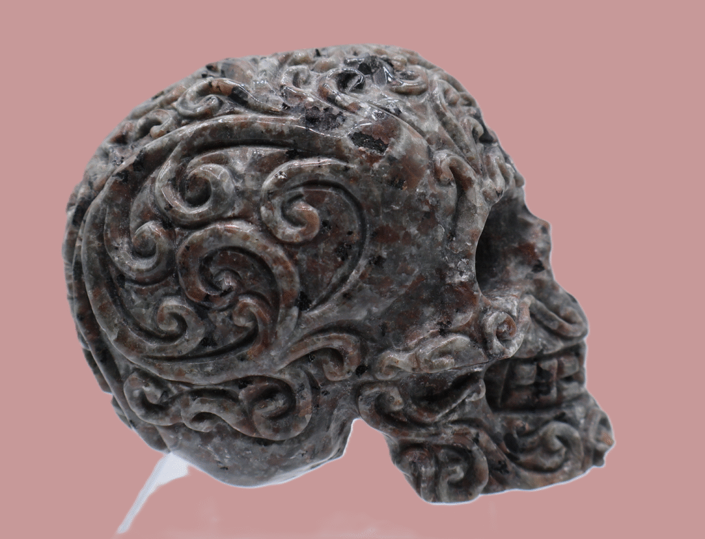 Fancy Fire Flash Yooperlite Skull – Medium – Earth Energy Rocks